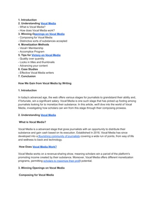 earn from vocal media by writing or typing | PDF