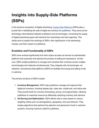 Insights into Supply-Side Platforms (SSPs) | PDF