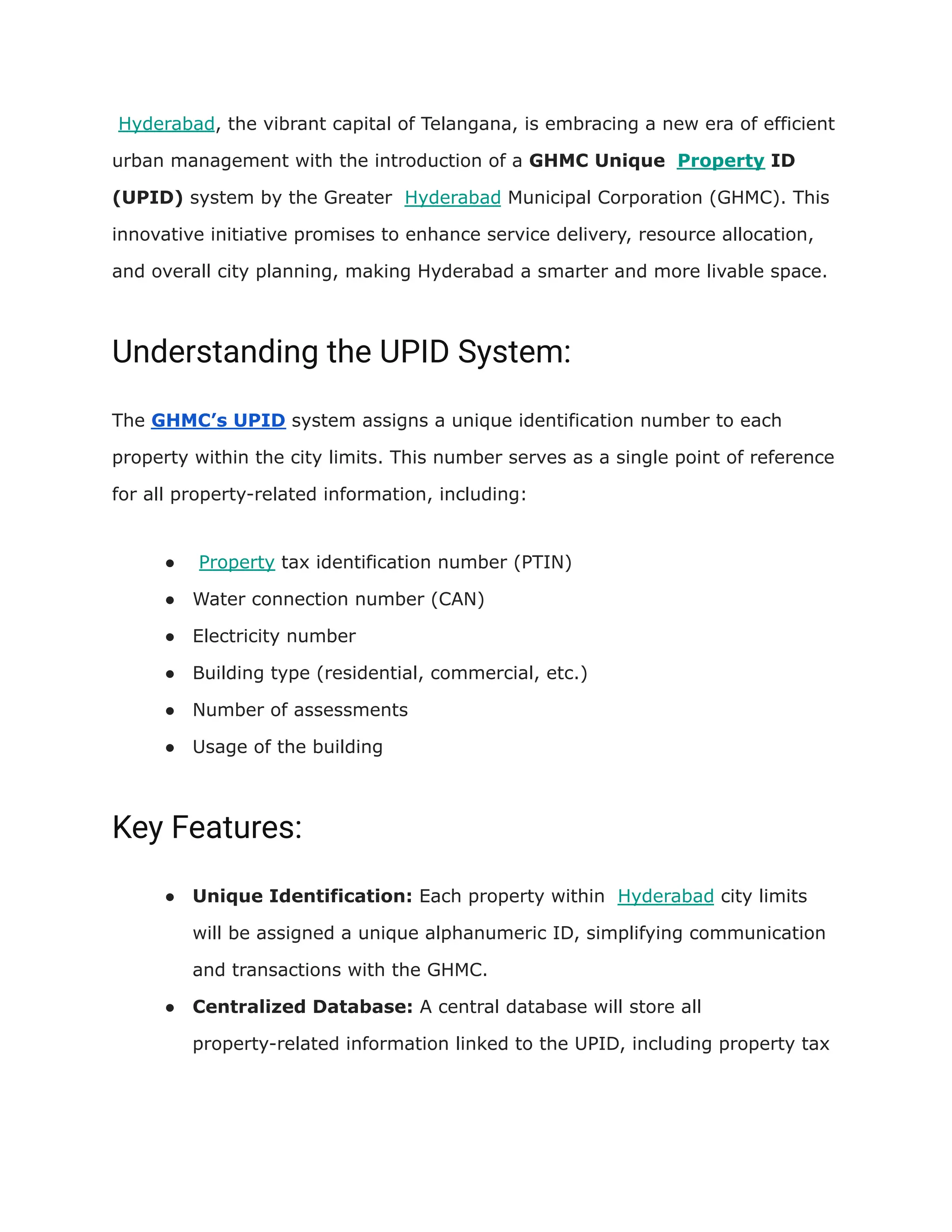 GHMC unique property ID system reference | PDF