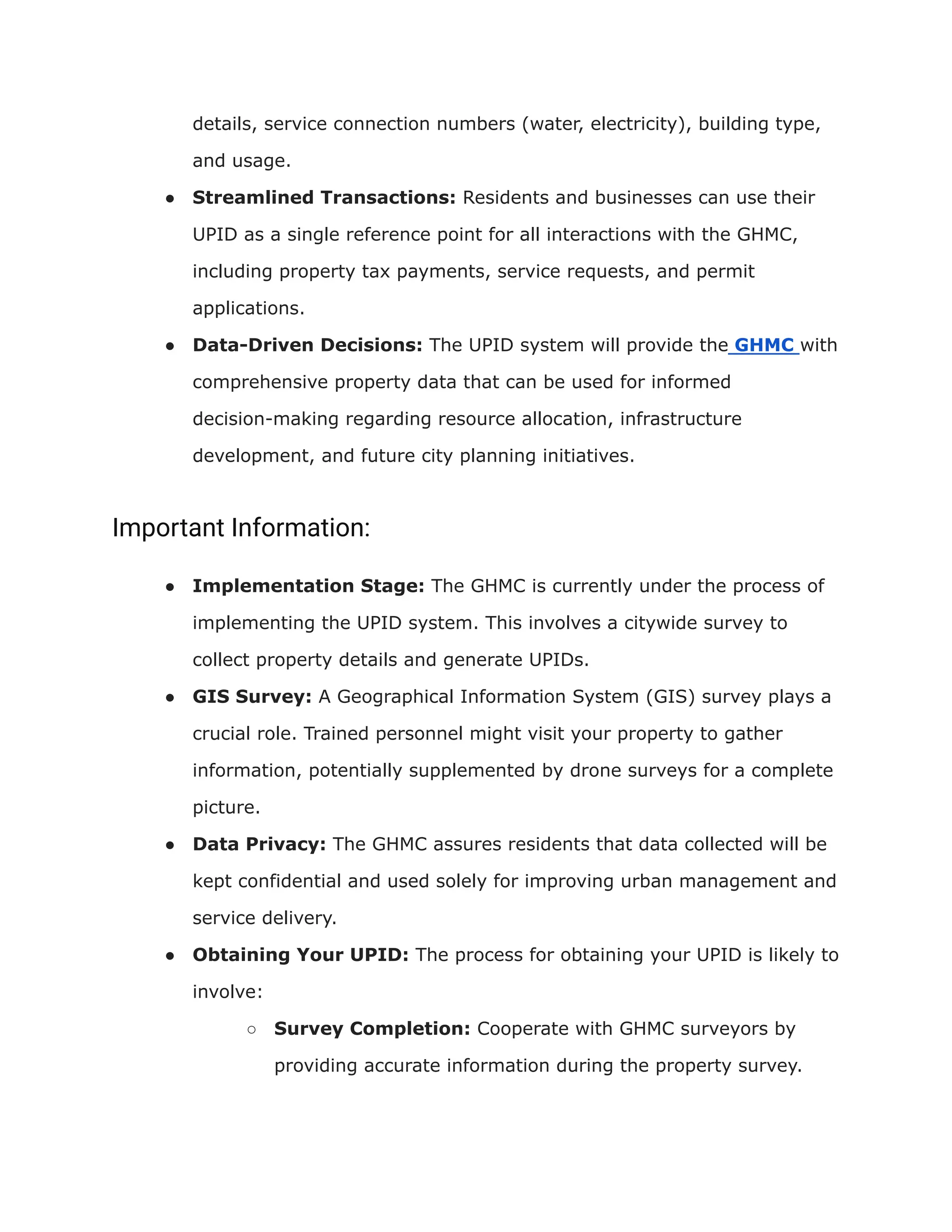GHMC unique property ID system reference | PDF