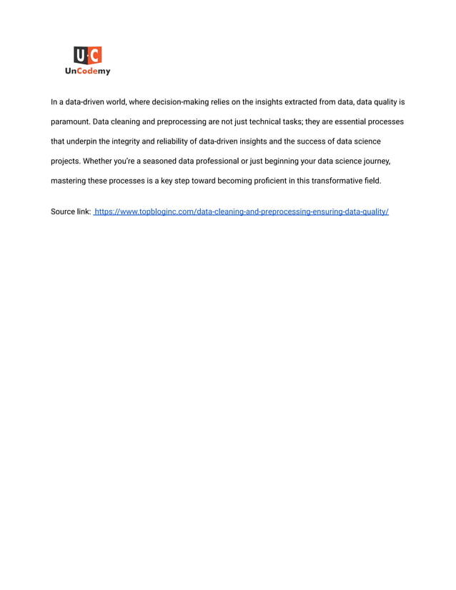 Data Cleaning and Preprocessing: Ensuring Data Quality | PDF