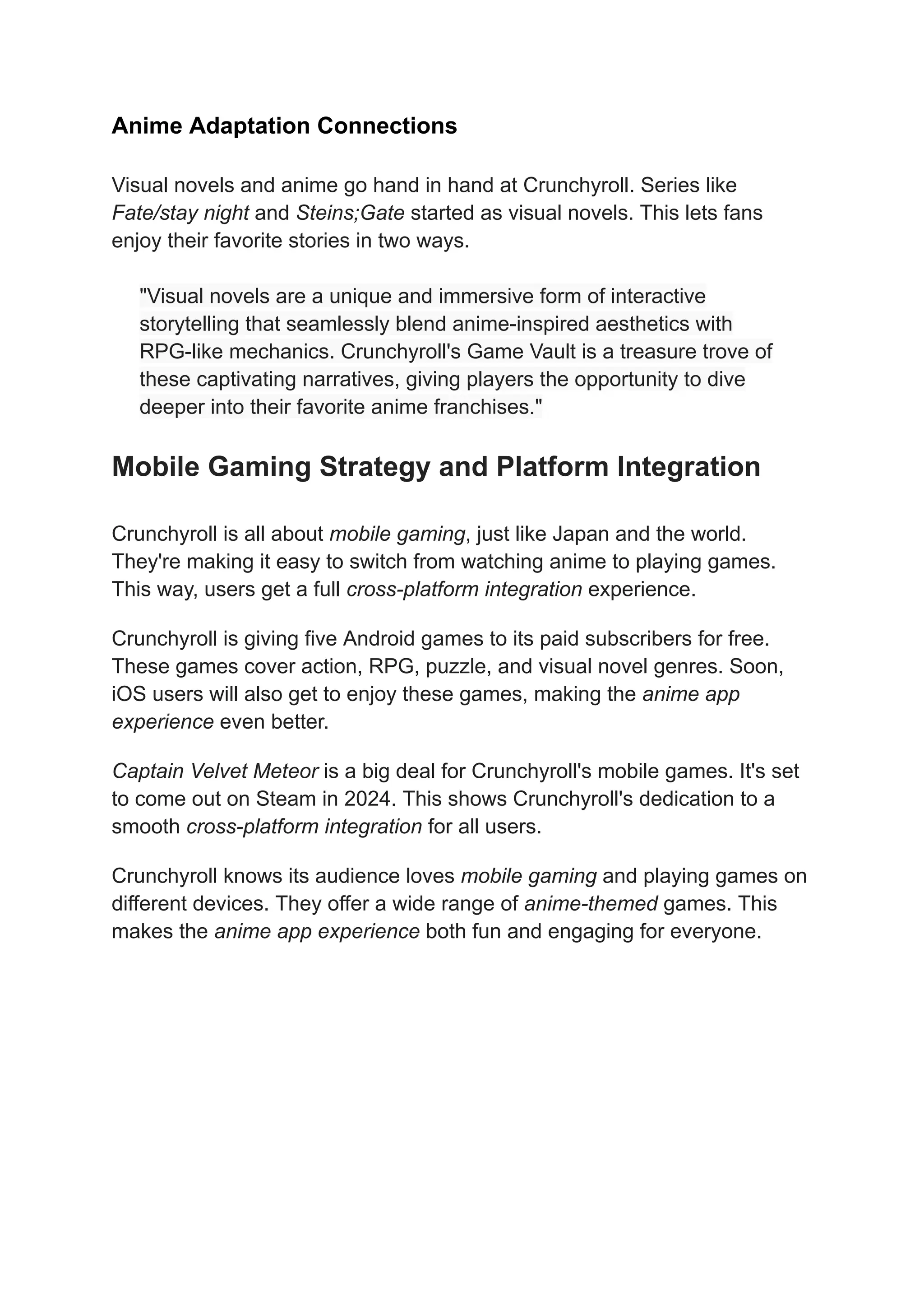 Crunchyroll Video Game: Anime Gaming Experience | PDF