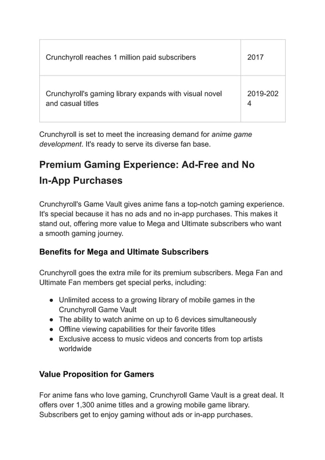 Crunchyroll Video Game: Anime Gaming Experience | PDF