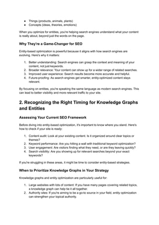 Strategies for using knowledge graphs and entities in search engine optimization. | PDF