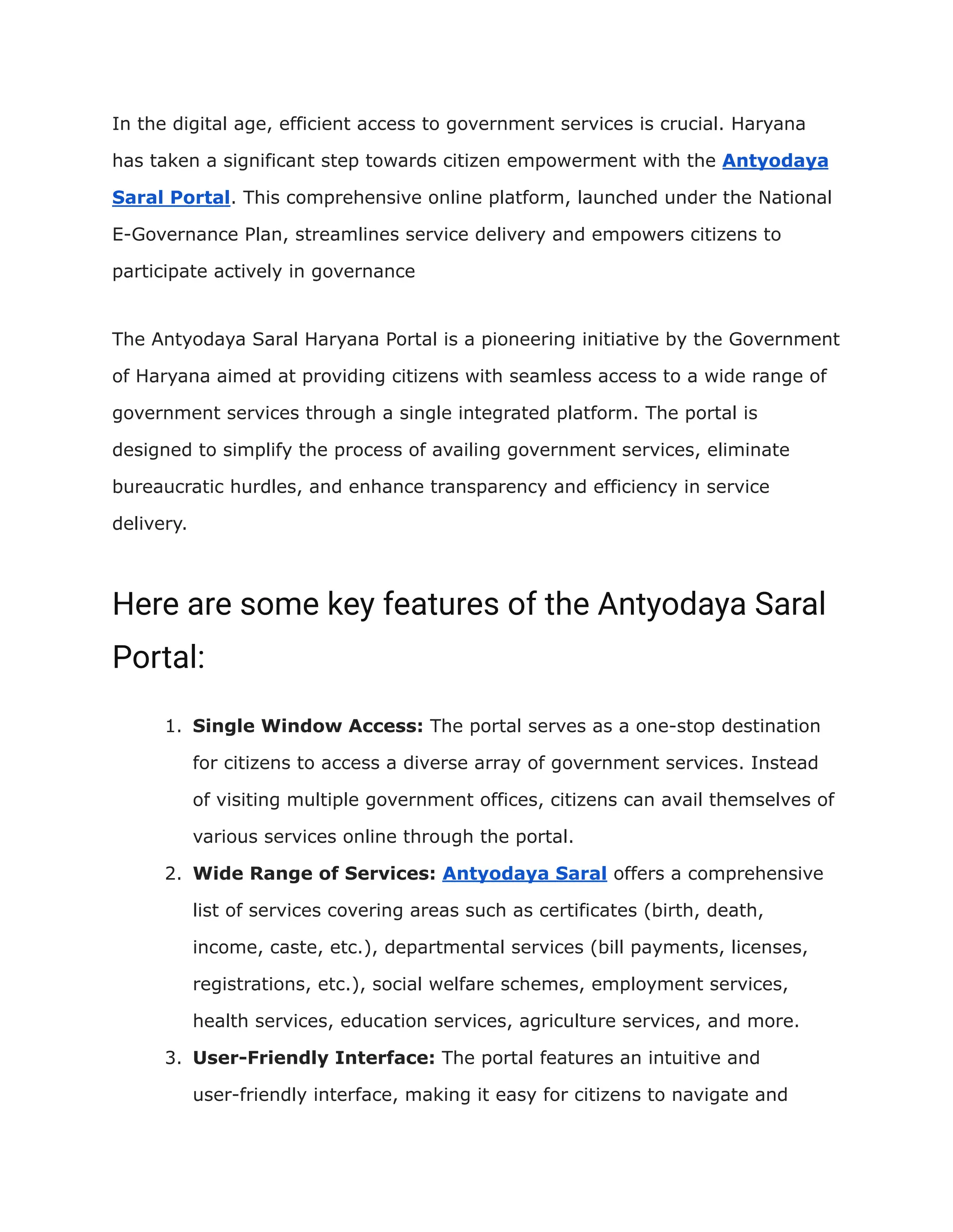 Antyodaya saral portal haryana govt schemes | PDF