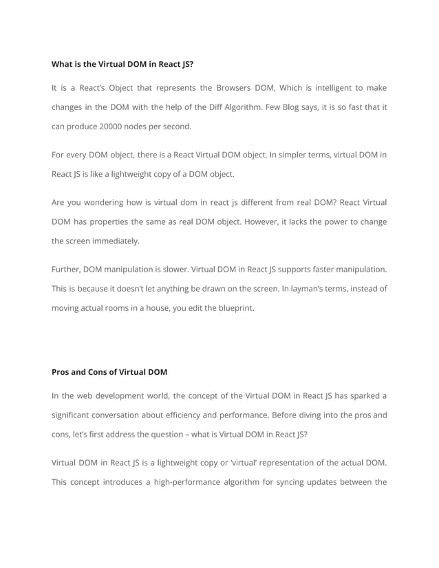 Virtual Dom|Browser DOM What are these in React Js? | PDF | Web ...