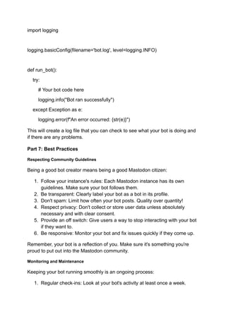 Learn the Basics of Bots Before Exploring AI Agents: A Step-by-Step Guide to Creating a Mastodon ...