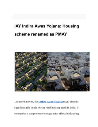 Indira awas yojana housing scheme renamed as PMAY | PDF