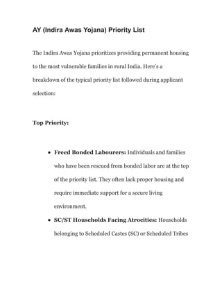 Indira awas yojana housing scheme renamed as PMAY | PDF