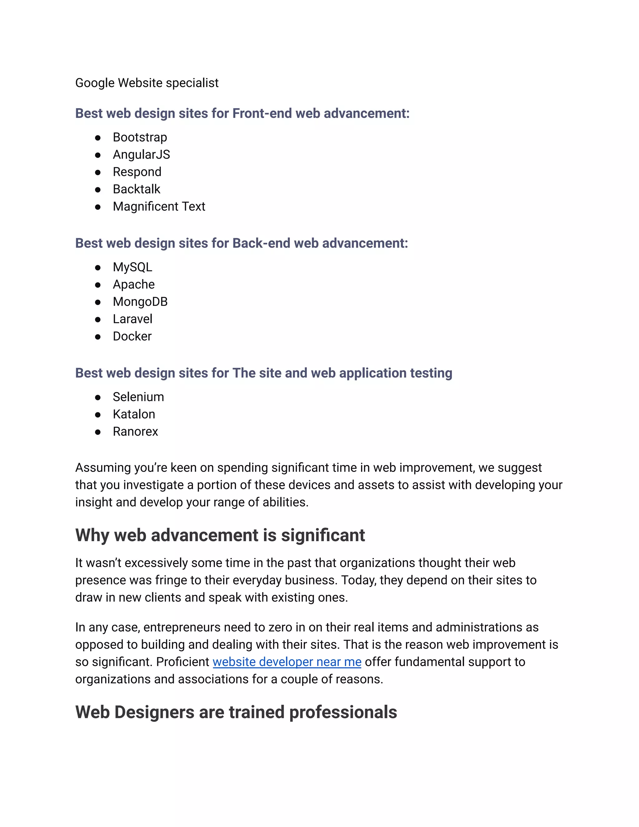 What are a website developer and its scope? | PDF