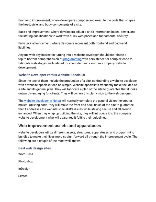 What are a website developer and its scope? | PDF