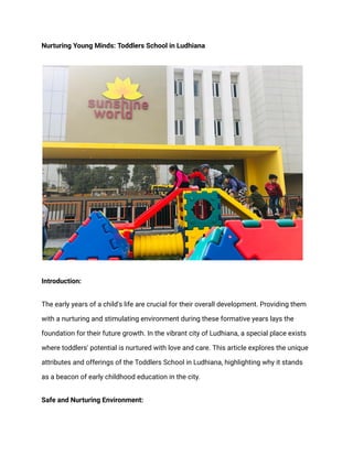 Nurturing Young Minds: Toddlers School in Ludhiana | PDF