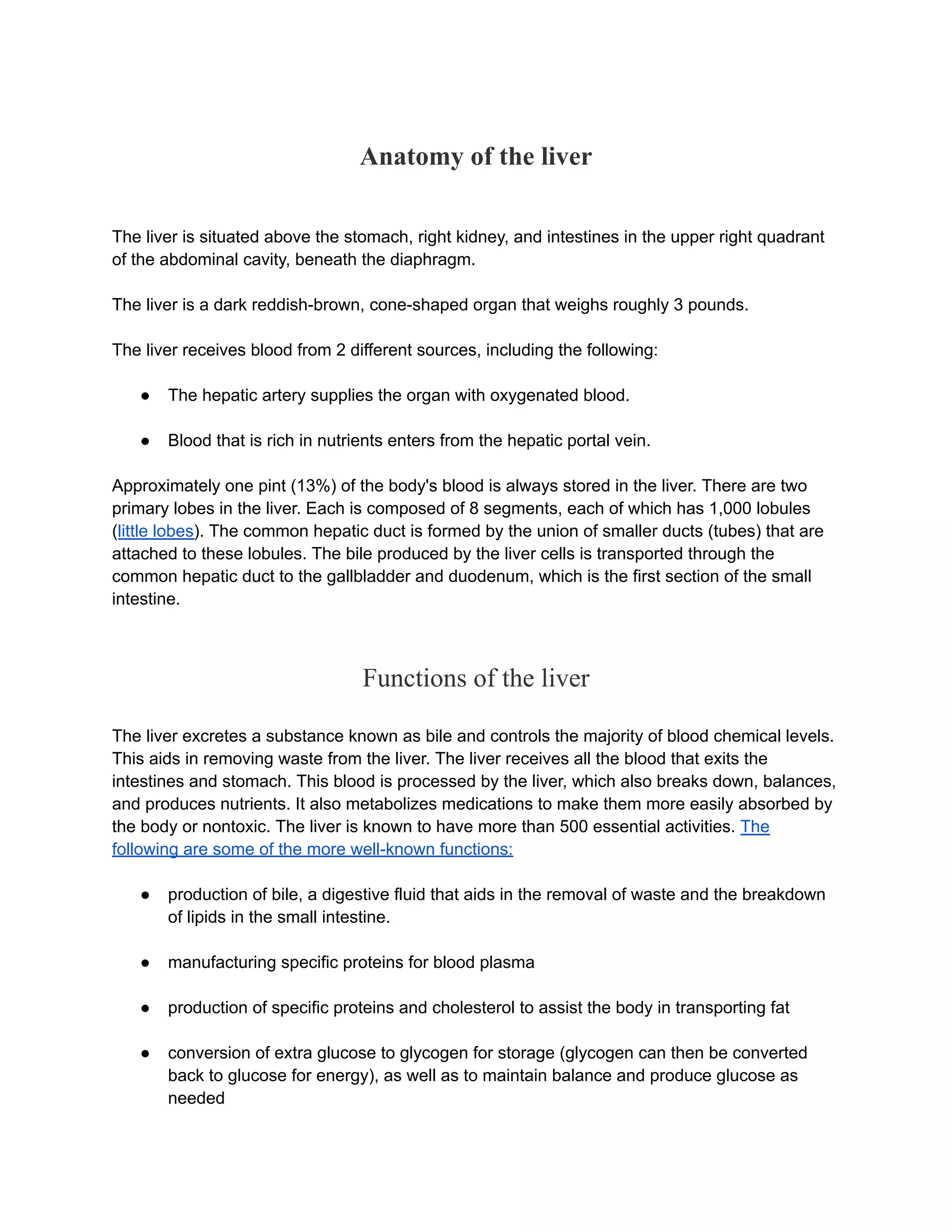 Anatomy of the liver | PDF