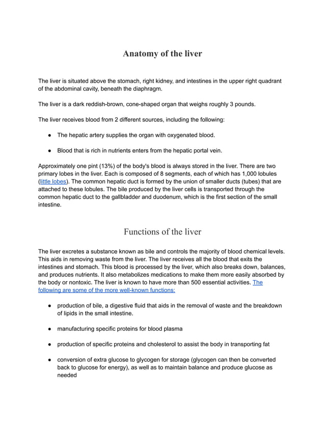 Anatomy of the liver | PDF | Digestive Disorders | Diseases and Conditions
