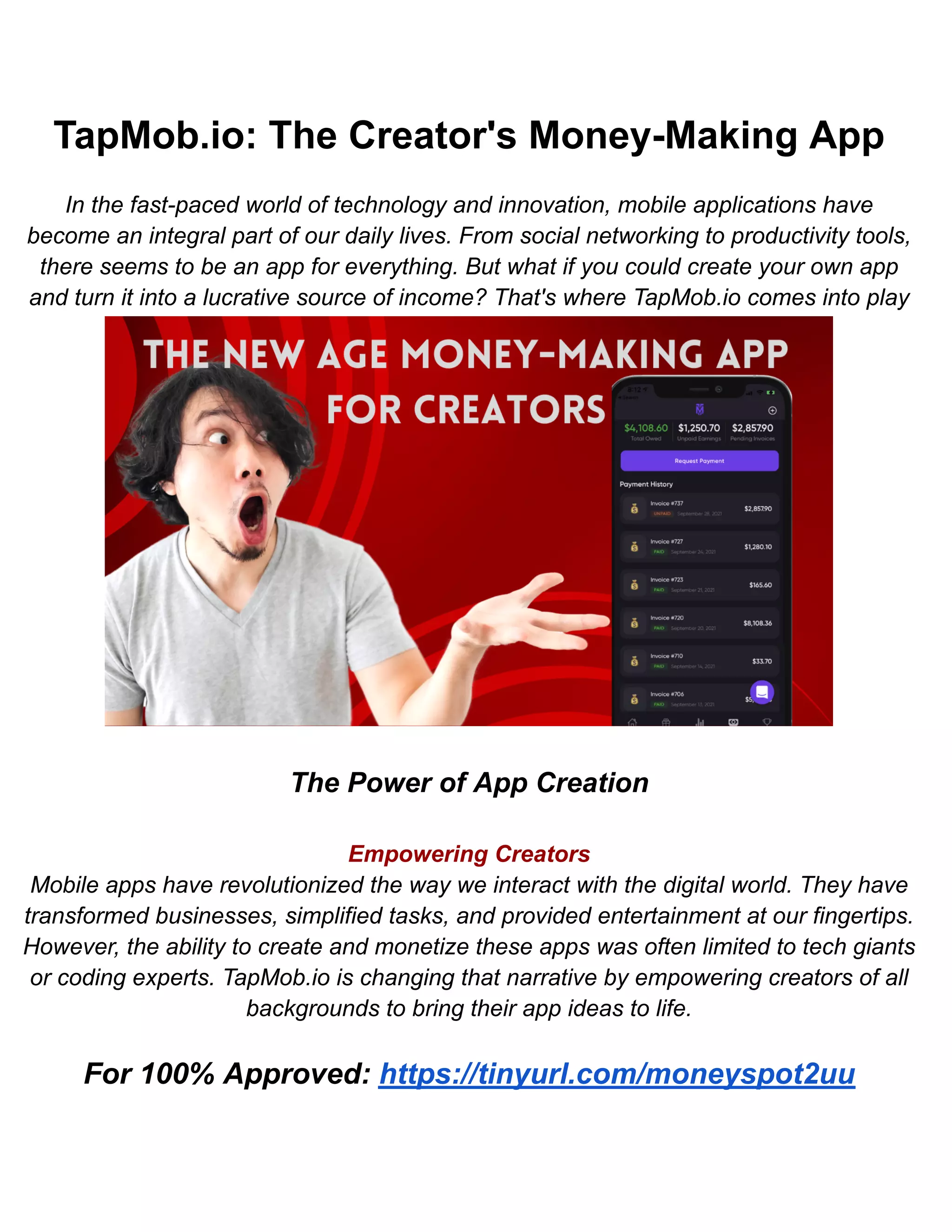 TapMob.io: The Creator's Money-Making App | PDF