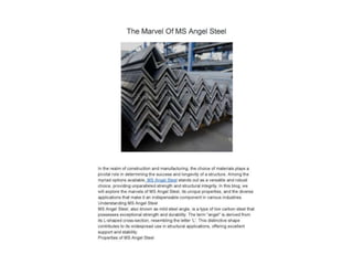 The Marvel Of MS Angel Steel | PPT