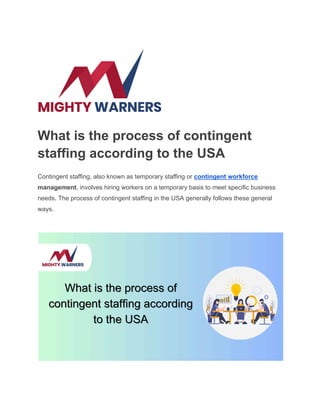 What is the process of contingent staffing according to the USA | PDF