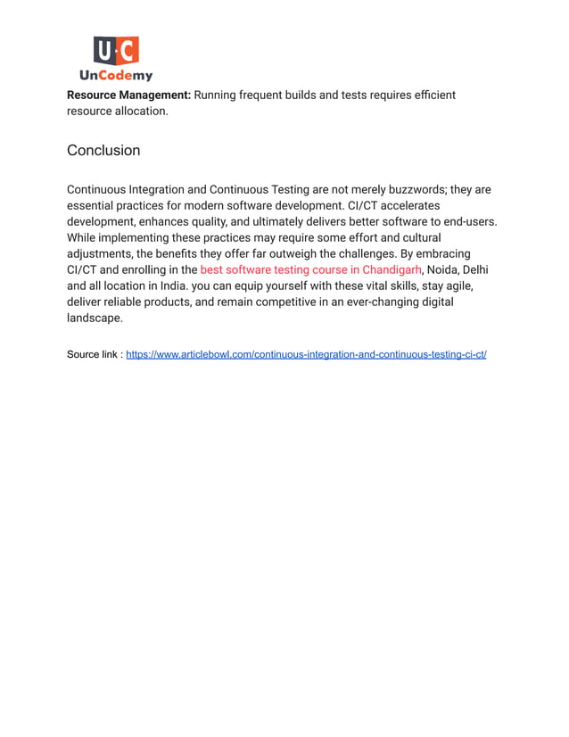 Continuous Integration and Continuous Testing (CI/CT) | PDF