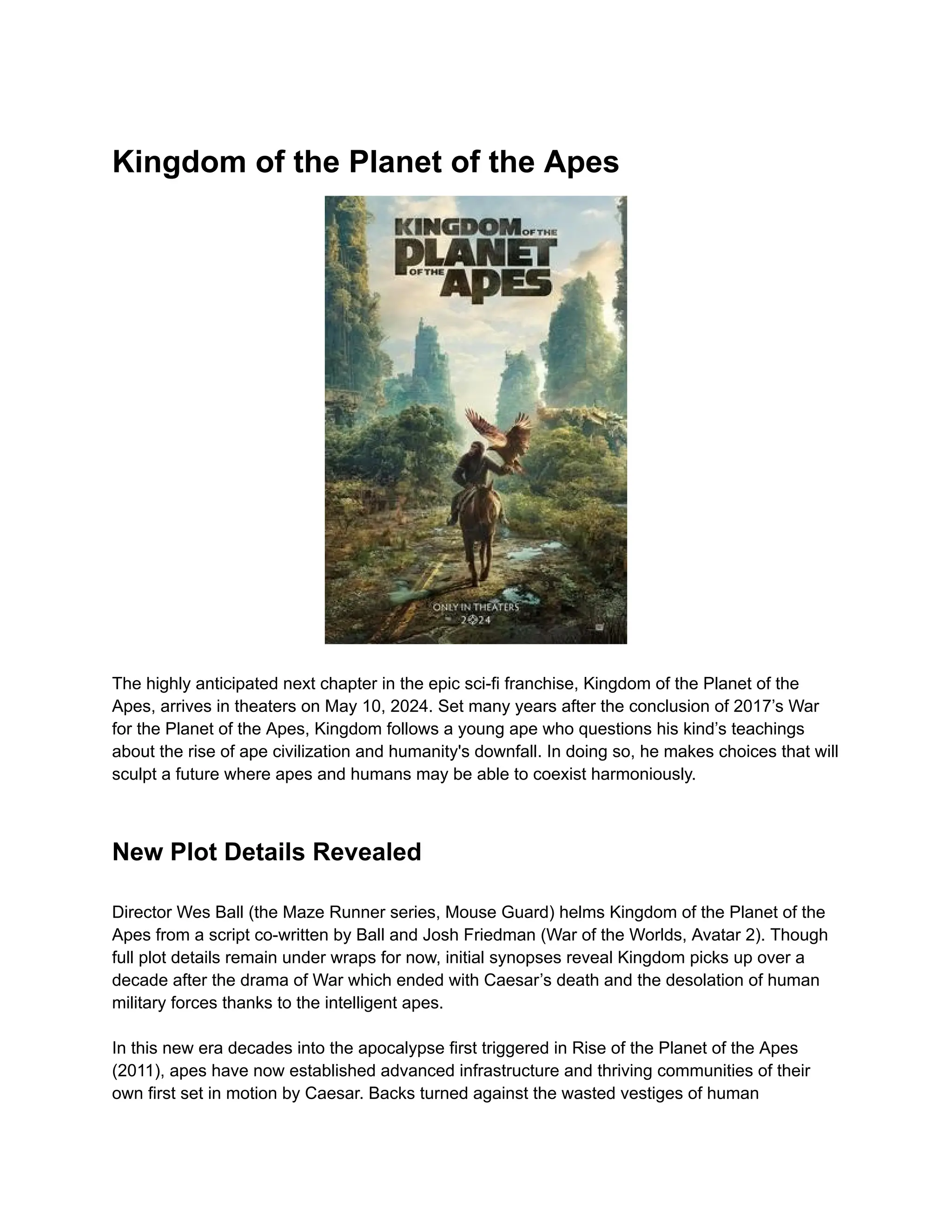 Kingdom of the Planet of the Apes | Kingdom of the Planet of the Apes Reviews | PDF