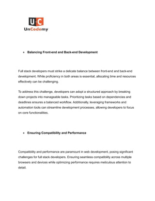 What are the Challenges Faced by Full Stack Developers? | PDF