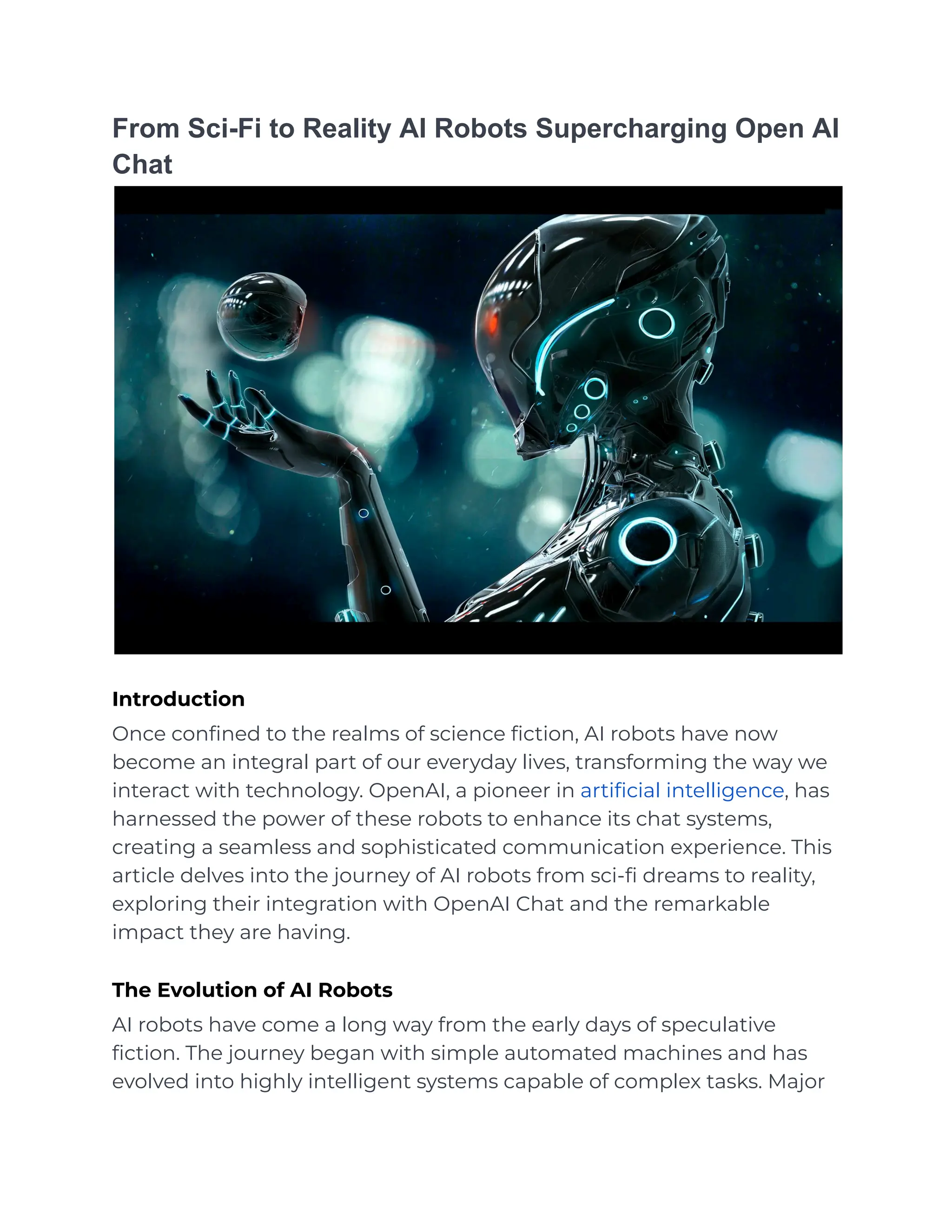 From Sci-Fi to Reality AI Robots Supercharging Open AI Chat | PDF