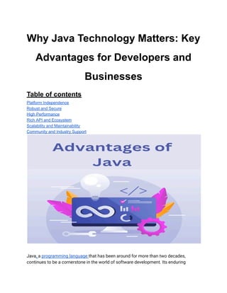 Key Advantages of Java Technology in this era | PDF