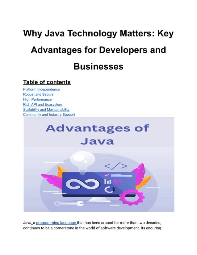 Key Advantages of Java Technology in this era | PDF | Free Download