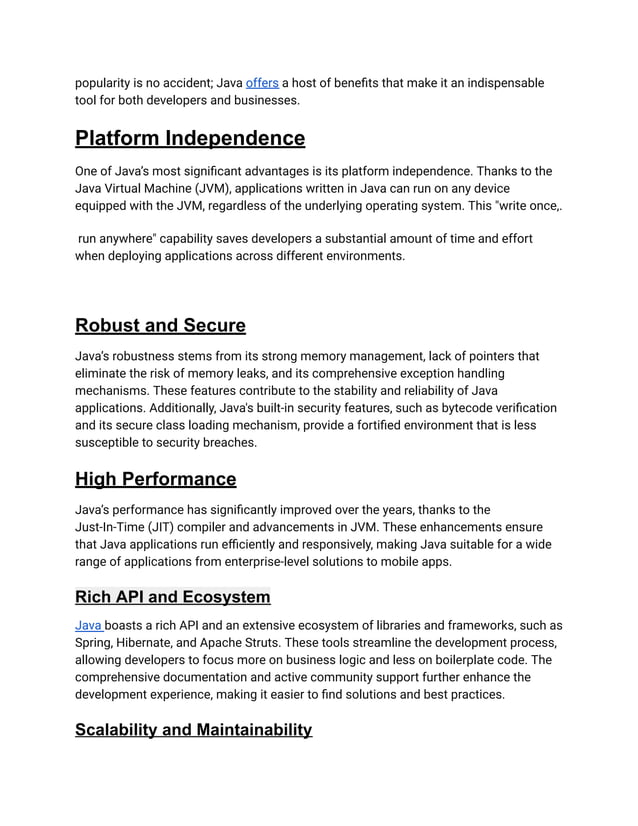 Key Advantages of Java Technology in this era | PDF