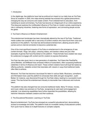 The YouTube Revolution: Reshaping Entertainment, Education, and ...
