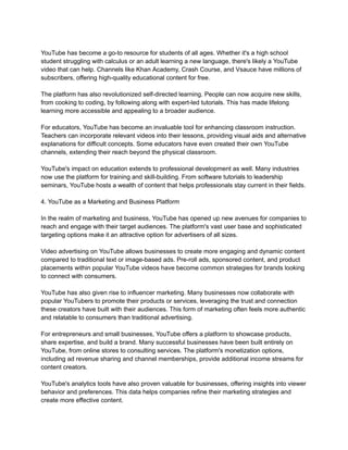 The YouTube Revolution: Reshaping Entertainment, Education, and Business | PDF