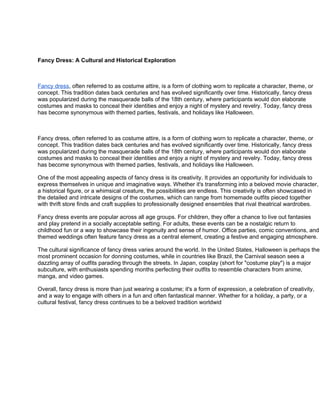 Fancy Dress: A Cultural and Historical E | PDF