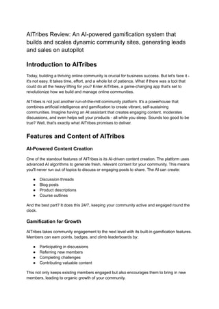 AITribes Review: An AI-powered gamification system that builds and scales dynamic community ...