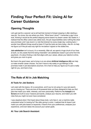 Finding Your Perfect Fit: Using AI for Career Guidance | PDF