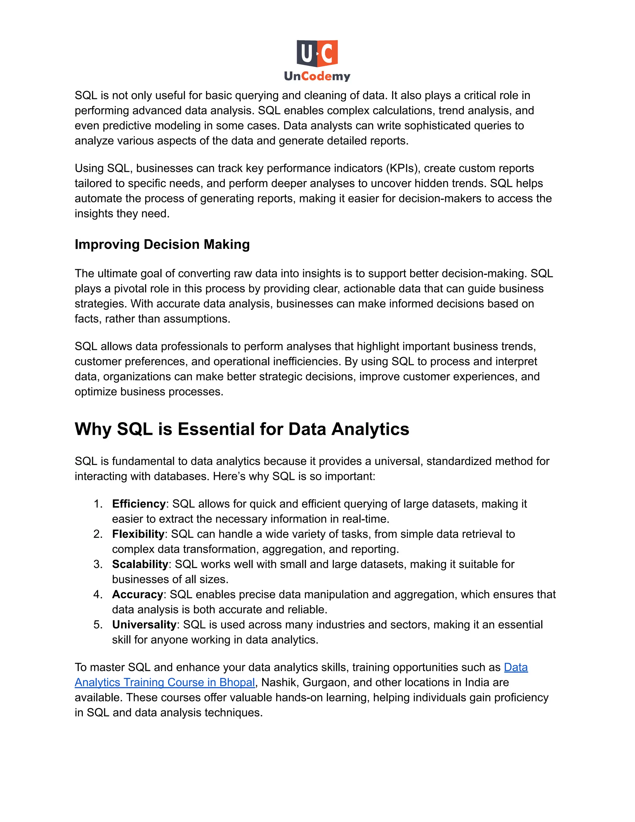 SQL: Your Tool for Converting Raw Data to Insights | PDF