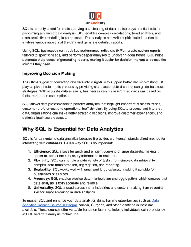 SQL: Your Tool for Converting Raw Data to Insights | PDF