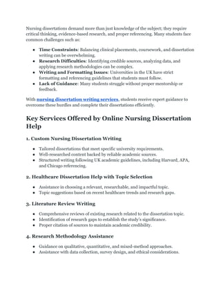 Online Nursing Dissertation Help: Achieve Excellence in Your Research | PDF