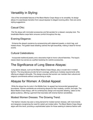 The Allure of Black Masha Crepe Abaya with Exquisite Golden Bead ...