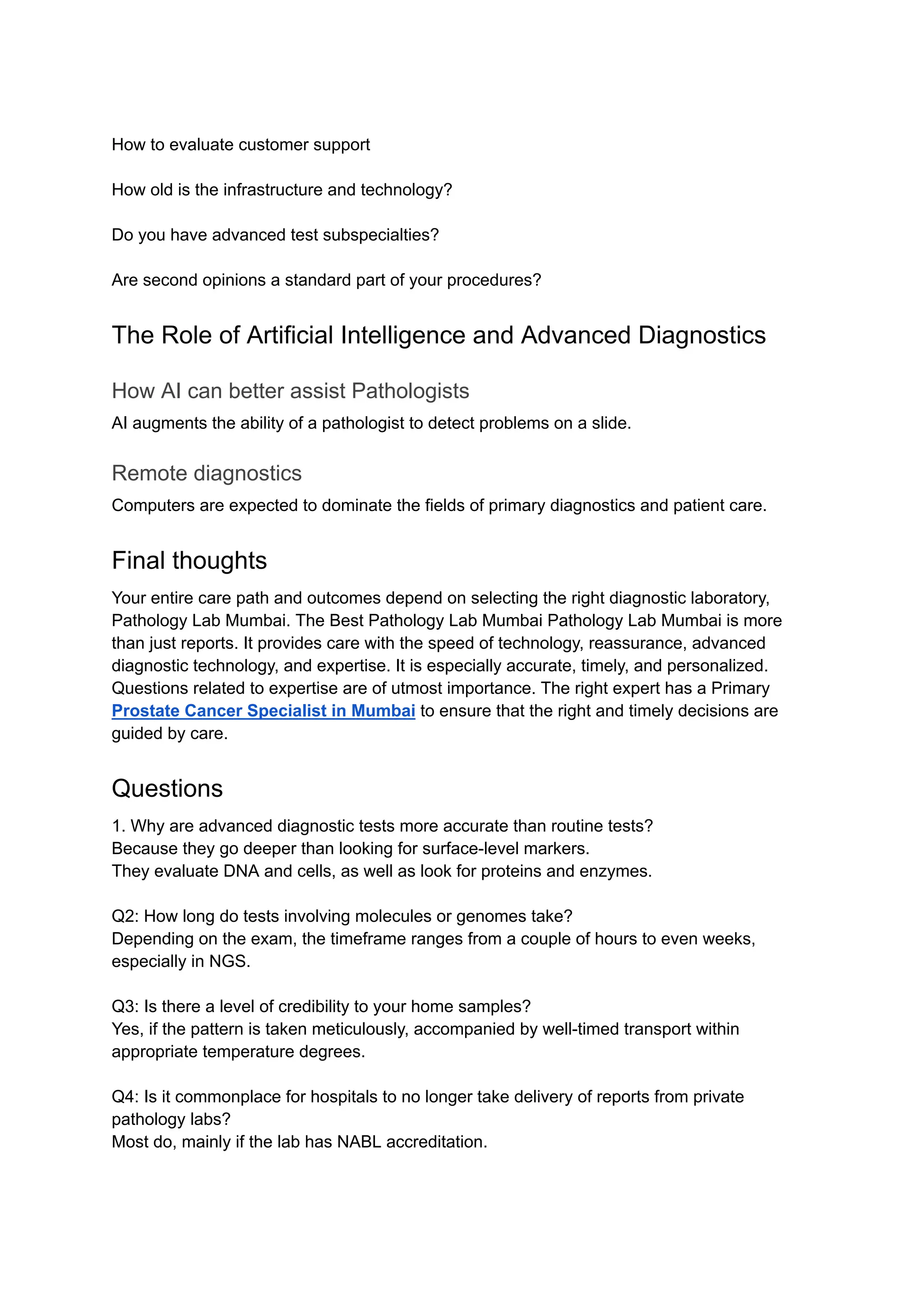 Advanced Diagnostic Services Offered by the Best Pathology Lab in ...