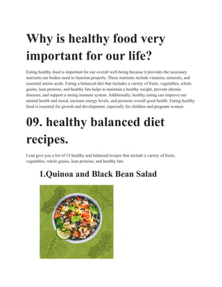 Why is healthy food very important for our life? | PDF