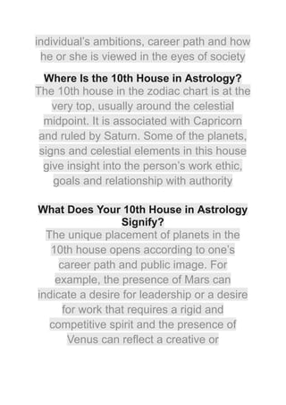 What Does Your 10th House in Astrology Signify? | PDF