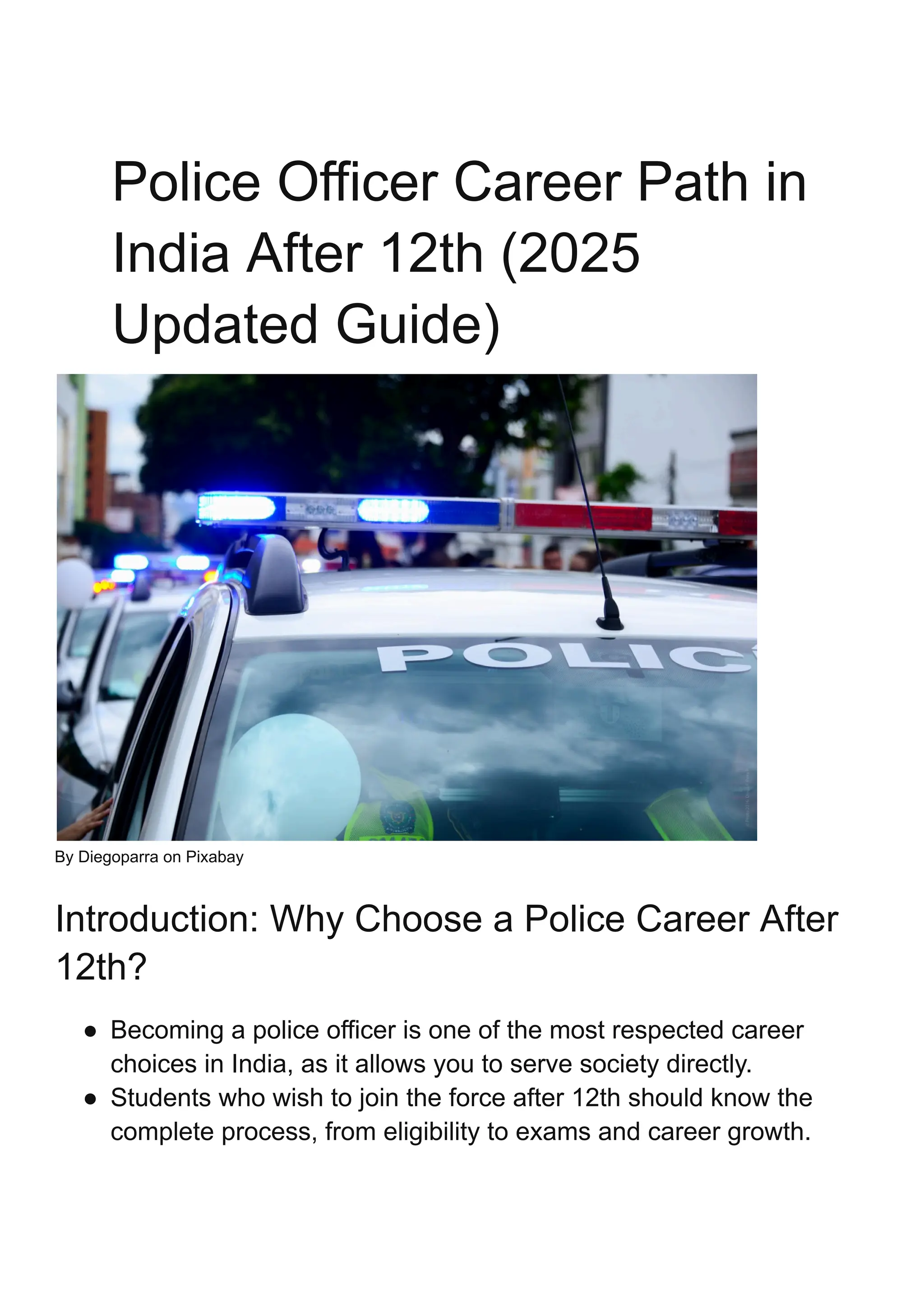 Police Officer Career Path in India After 12th (2025 Updated Guide) | PDF