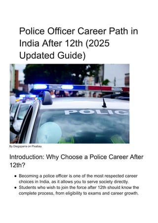 Police Officer Career Path in India After 12th (2025 Updated Guide) | PDF