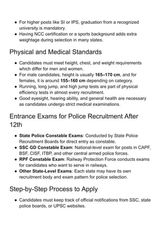 Police Officer Career Path in India After 12th (2025 Updated Guide) | PDF