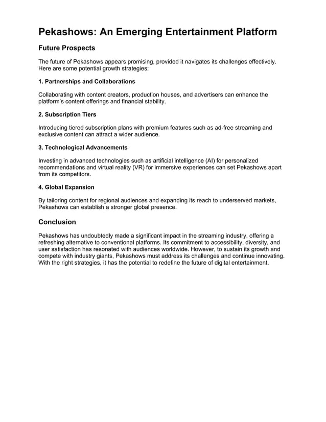 Pekashows: An Emerging Entertainment Platform | PDF