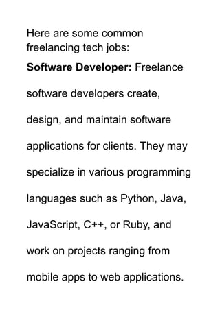 Freelancing Tech Jobs | PDF