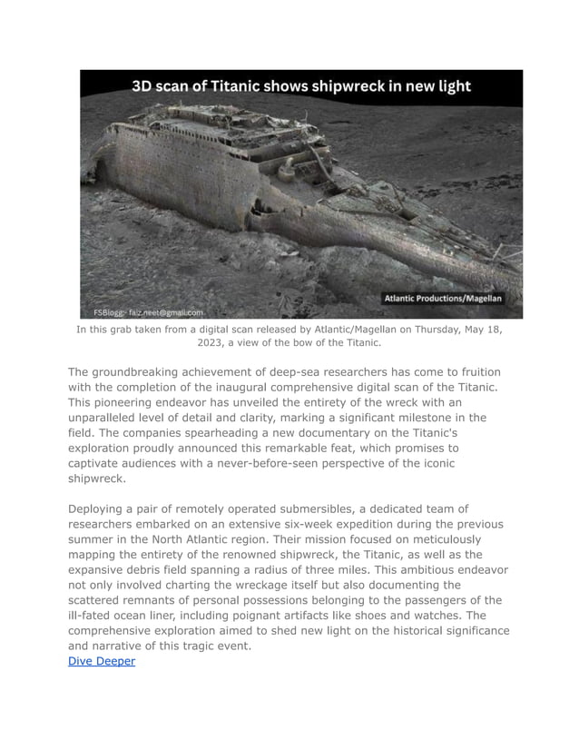 Titanic's 3D scan shows shipwreck in new light | PDF