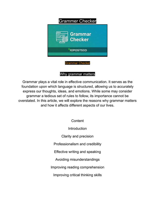 Grammer Checker | PDF | Internet for Beginners | Internet