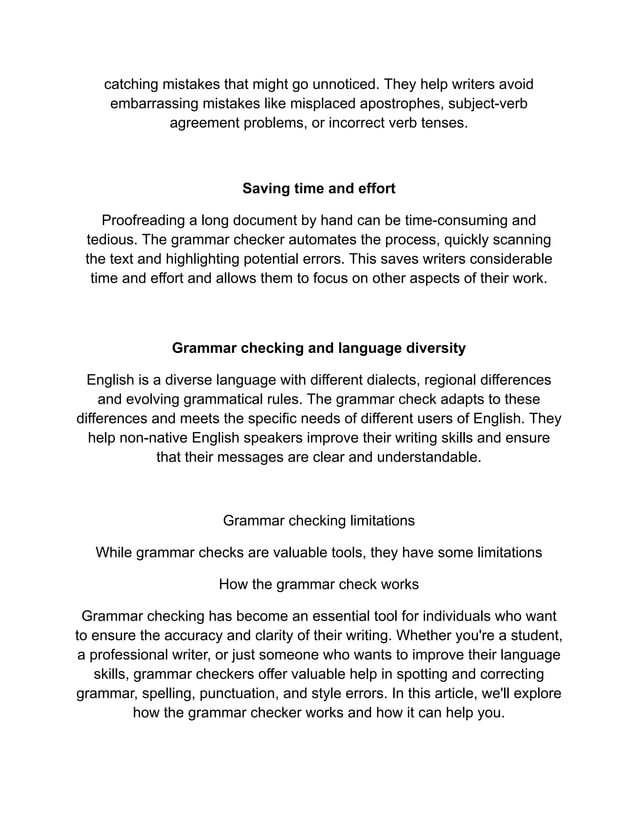 Grammer Checker | PDF | Internet for Beginners | Internet