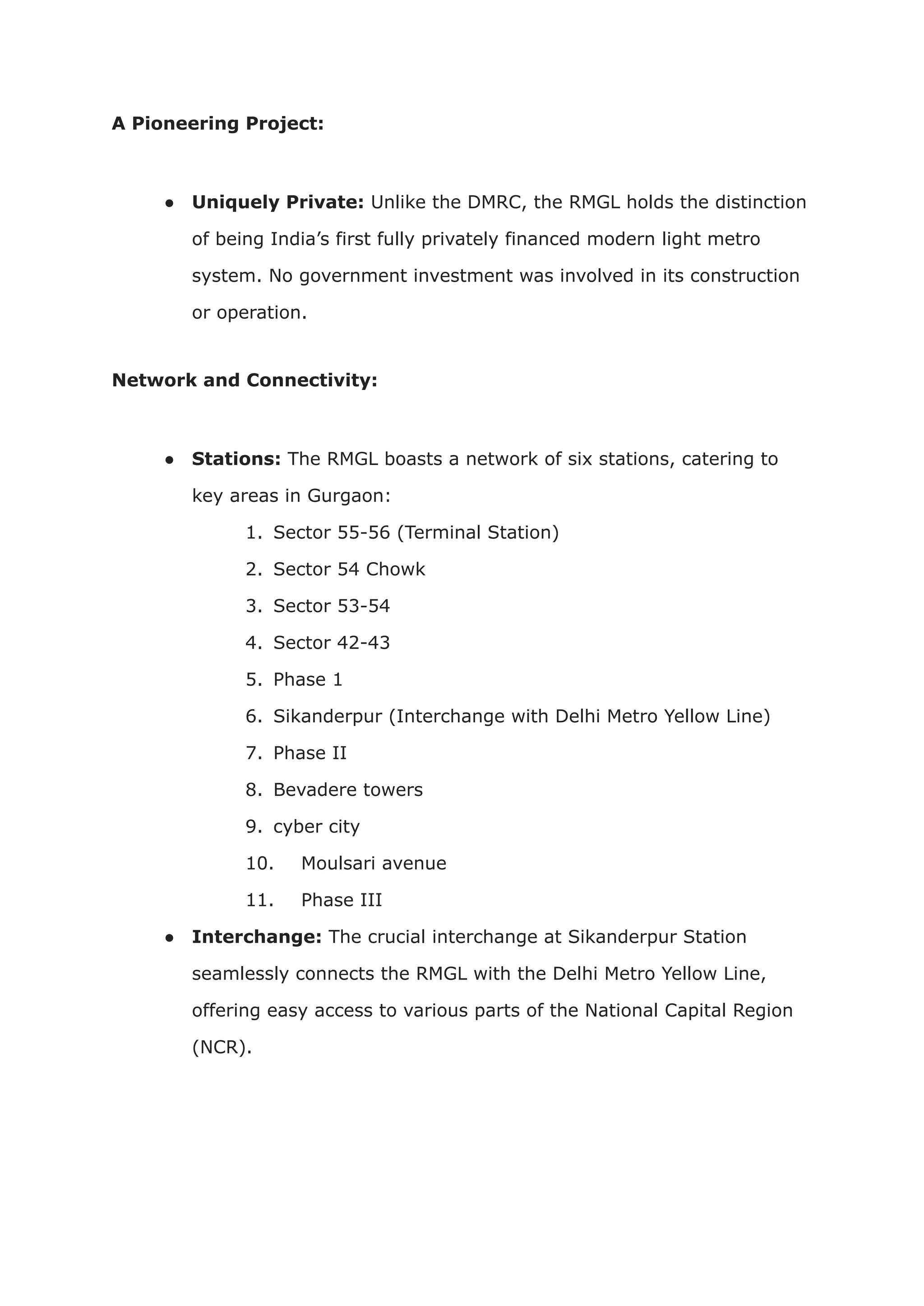 Rapido metro gurgaon: route map, stations | PDF