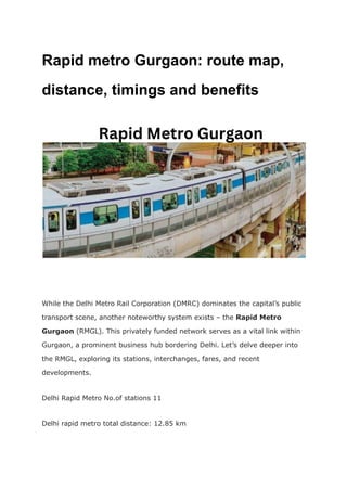 Rapido metro gurgaon: route map, stations | PDF